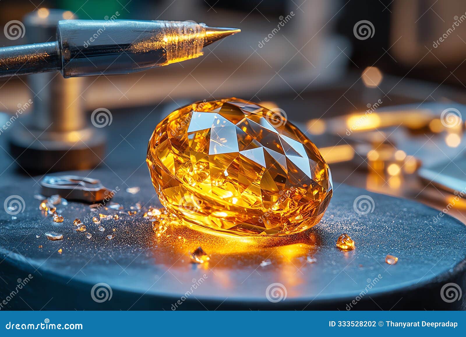 An Amber Bead in the Process of Being Carved, with the Tools of the ...