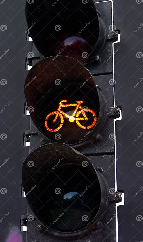 Amber bicycle light stock image. Image of pedal, stop - 1311517