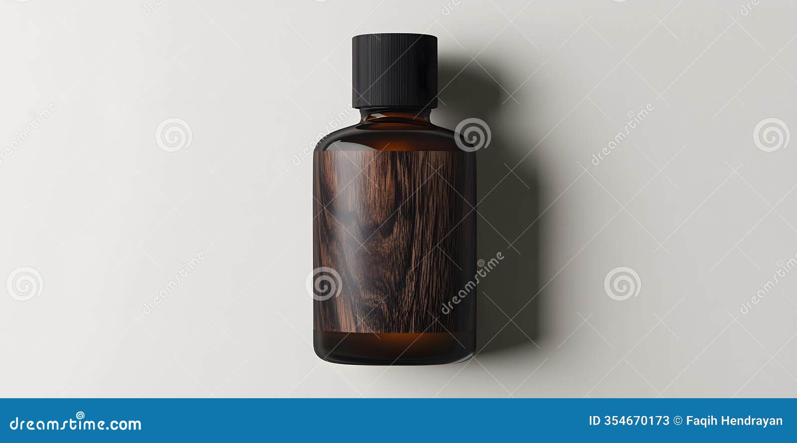 Amber Glass Bottle with Wood Grain Label 3D Render Stock Illustration ...