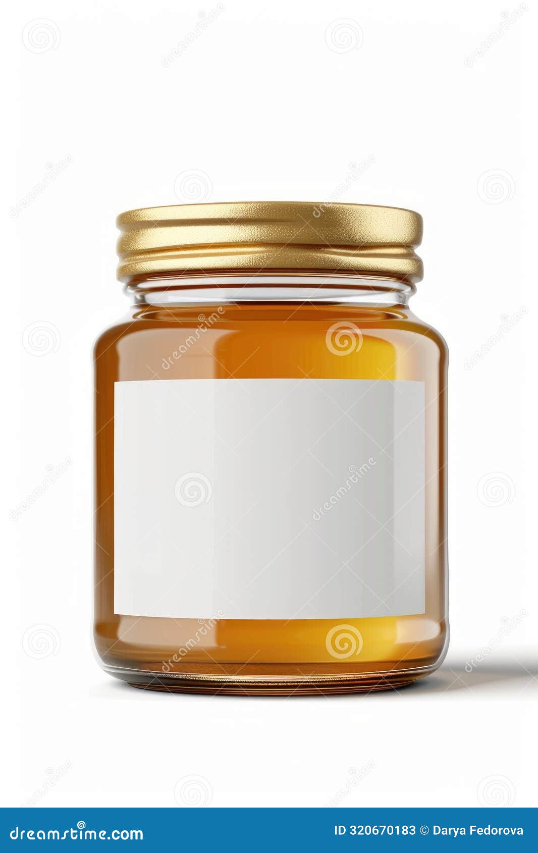 Amber Glass Jar with Blank Label on White Background for Packaging ...