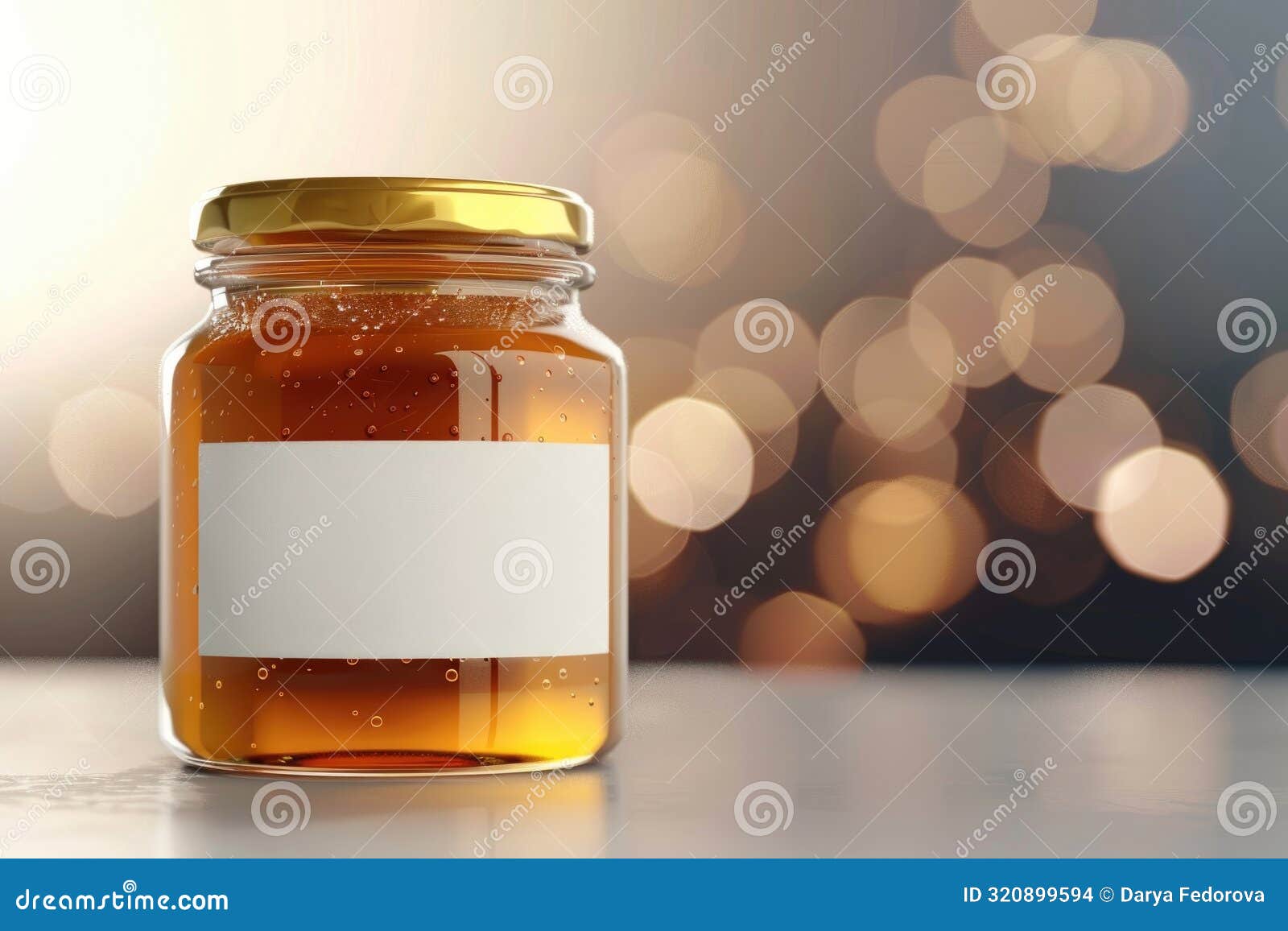 Amber Glass Jar with Blank Label on White Background for Packaging ...