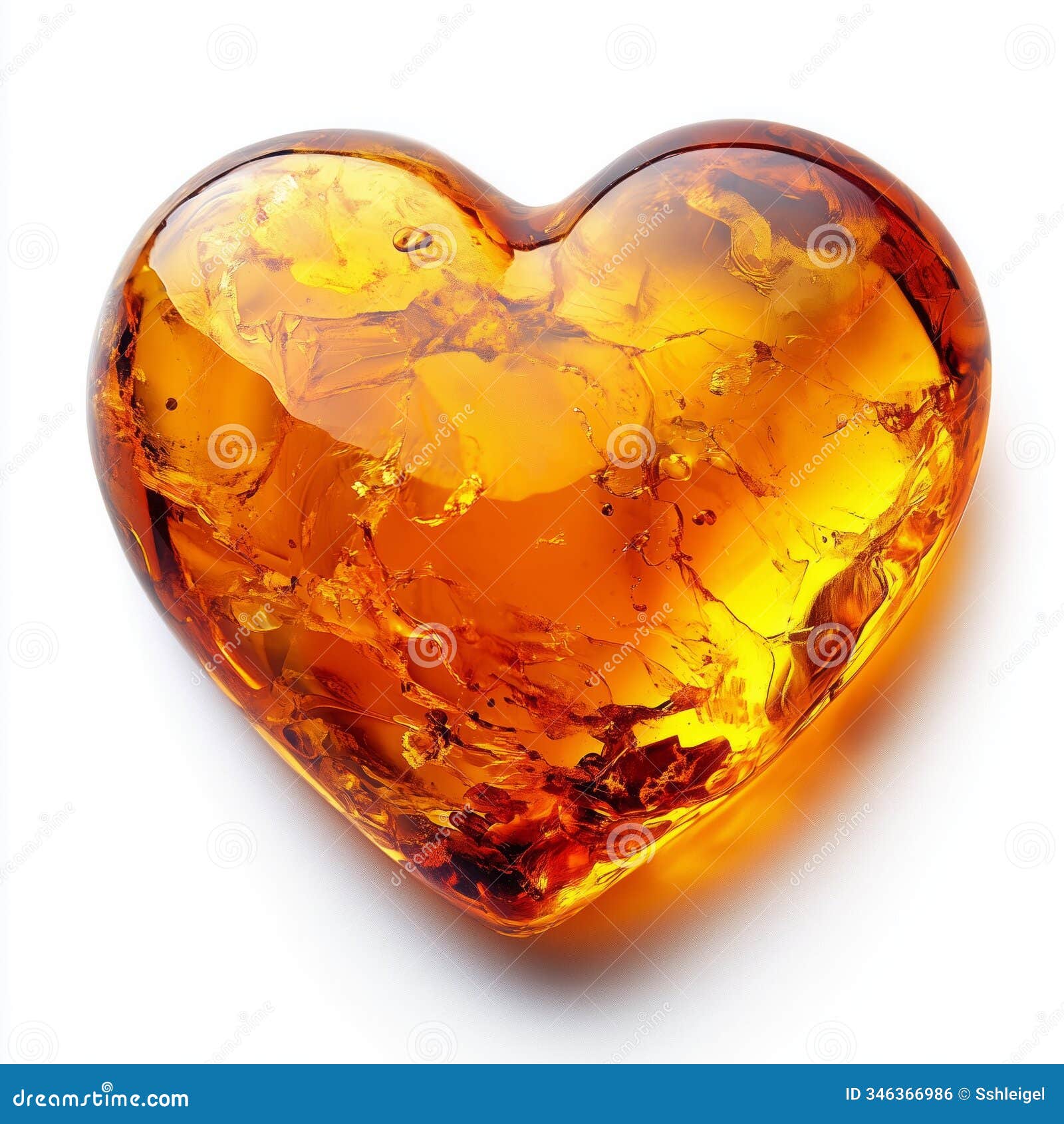 Amber Heart Isolated on a White Background Stock Illustration ...