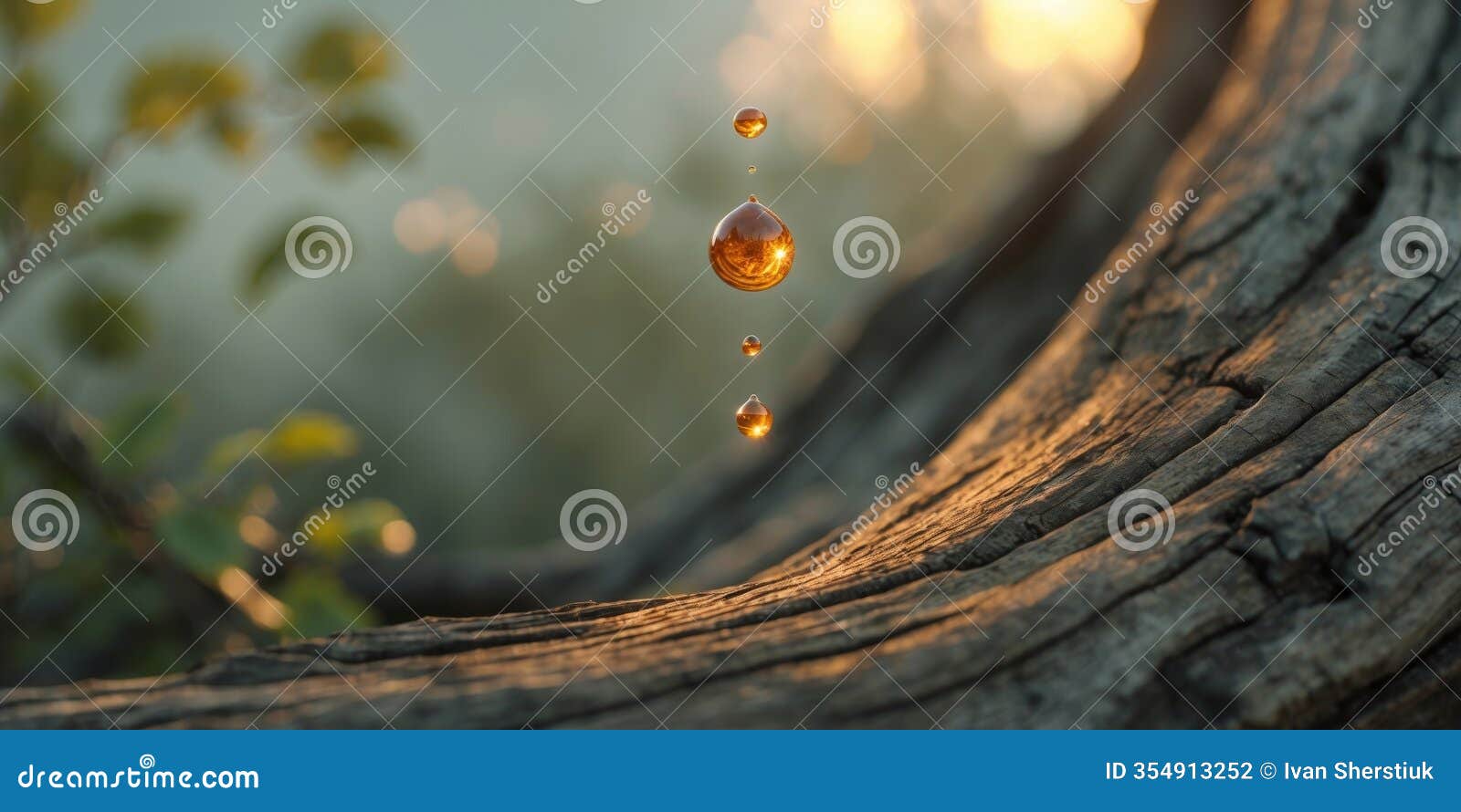 Amber Liquid Droplet Falling on Wood Nature Scene Stock Photo - Image ...