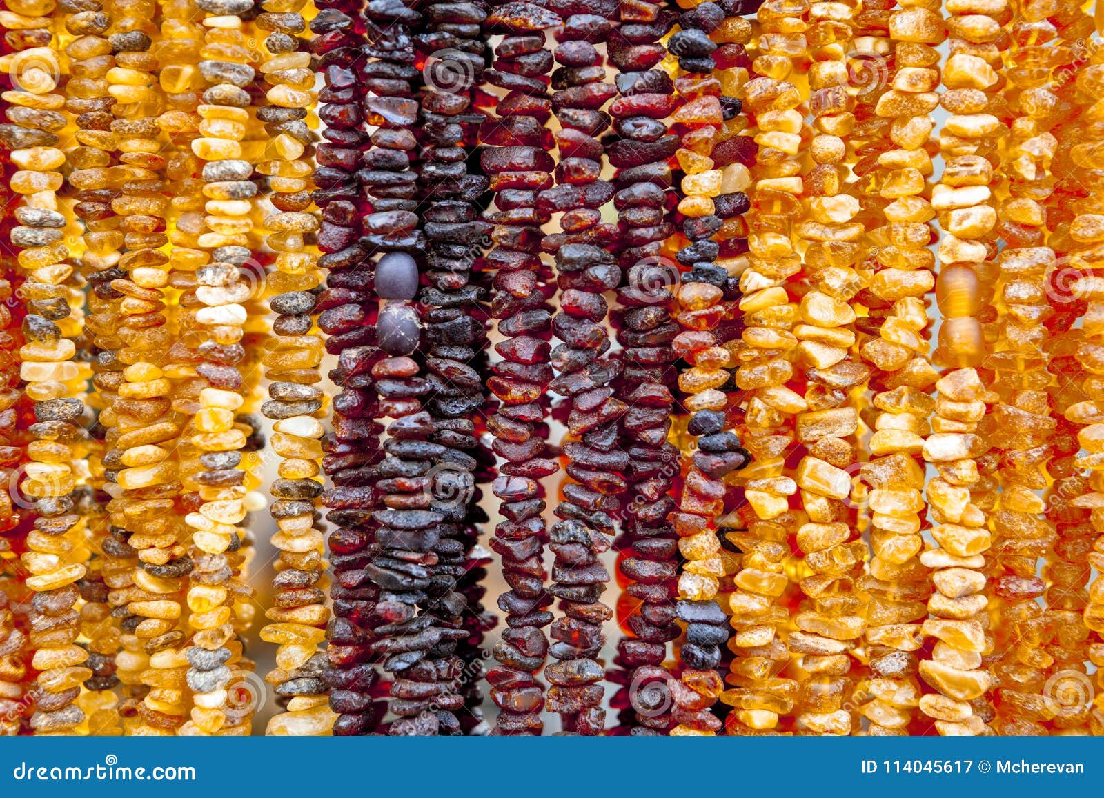 Amber Necklace. Amber of Different Colors and Sizes. Stock Image ...