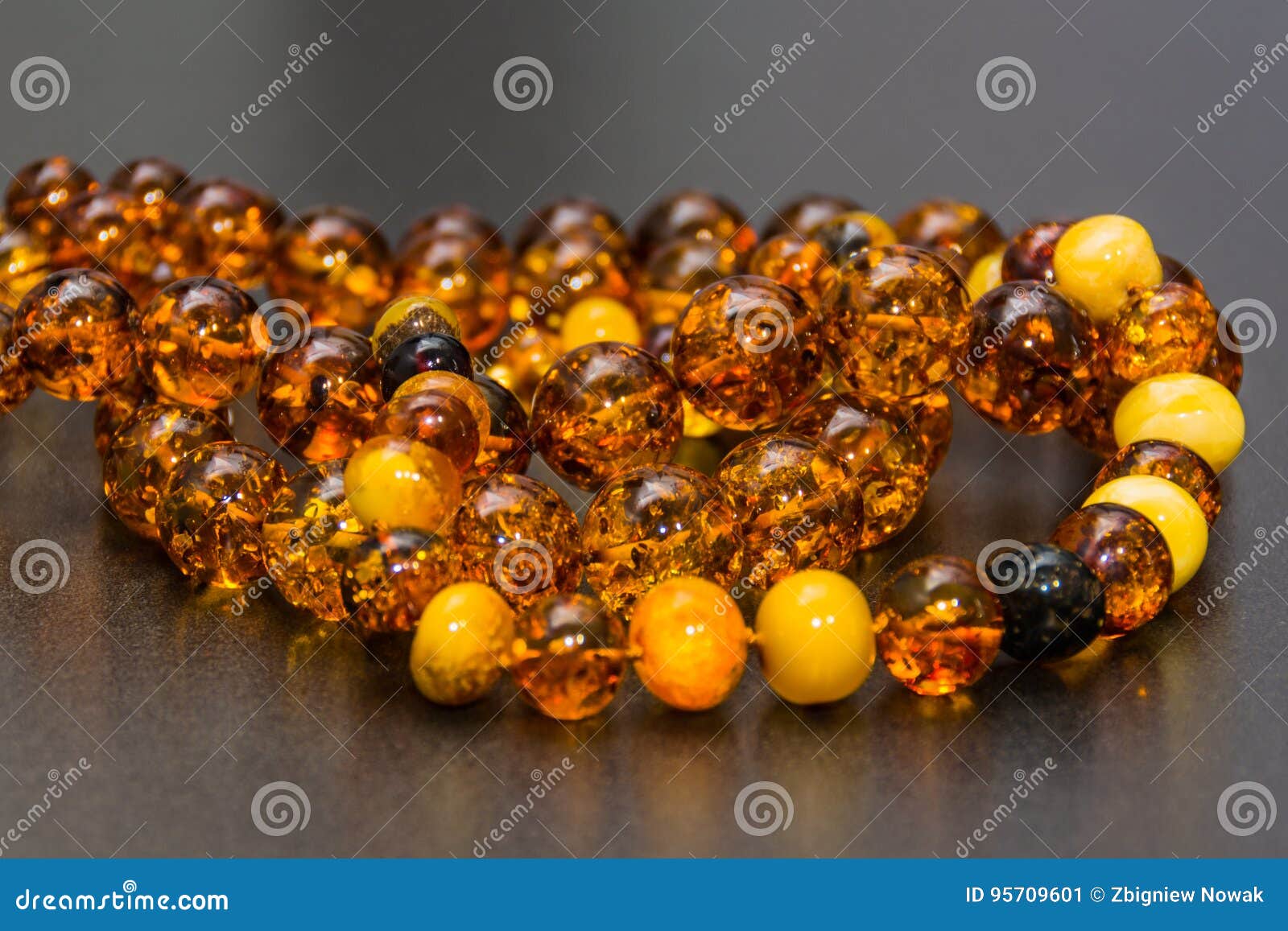 Amber Necklaces in Close Up View, Isolated Object. Stock Image - Image ...