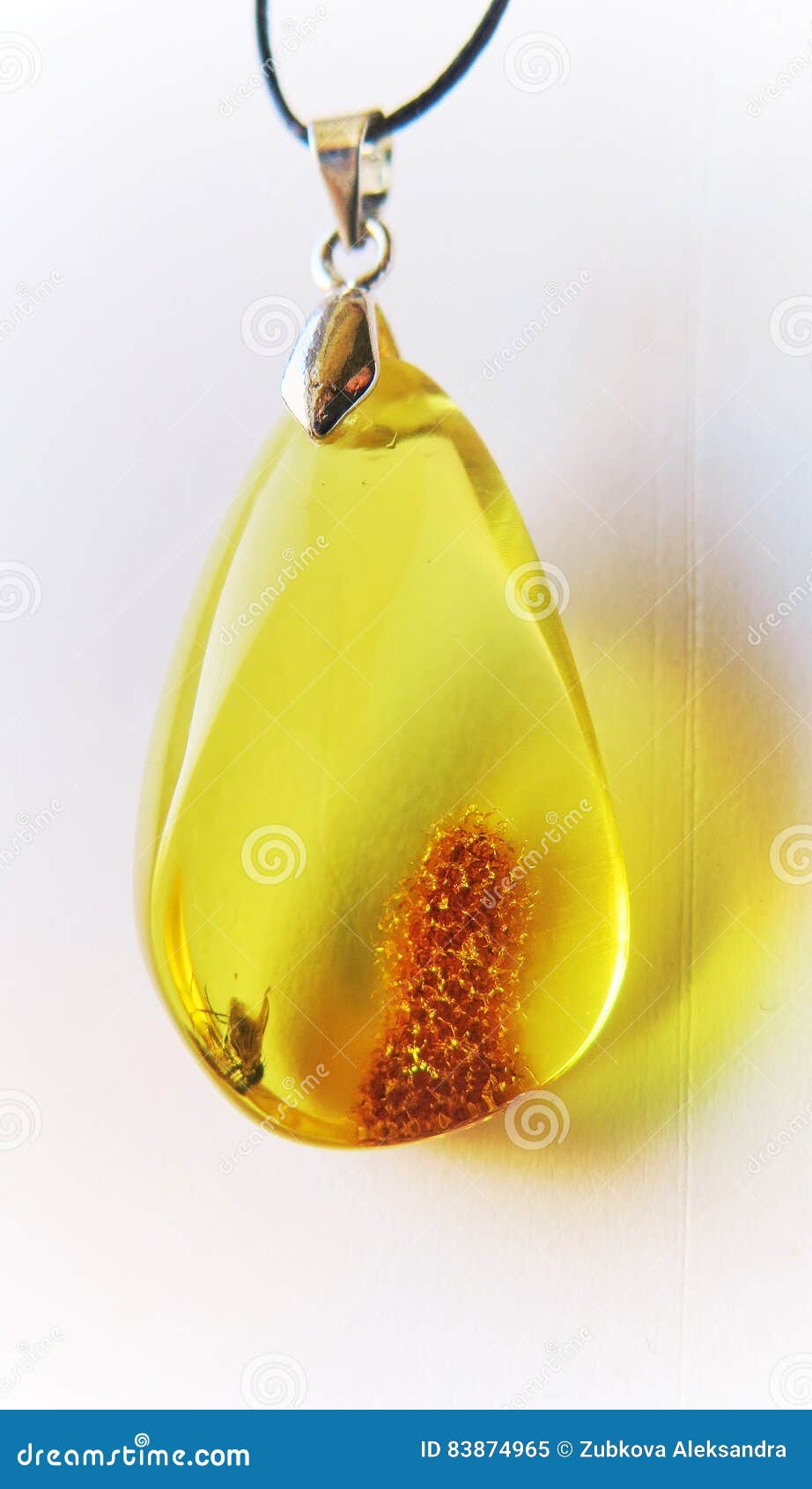 Amber Pendant with Inclusion Stock Image - Image of jewelry, pendant ...