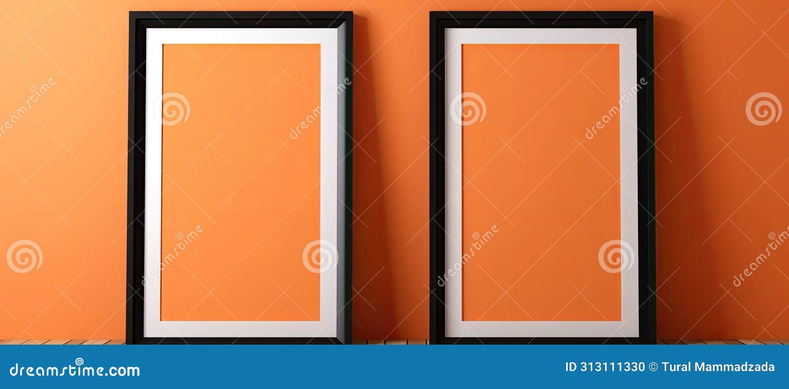 Amber Rectangular Frames on Peach Wall, Displaying Symmetry and Pattern ...