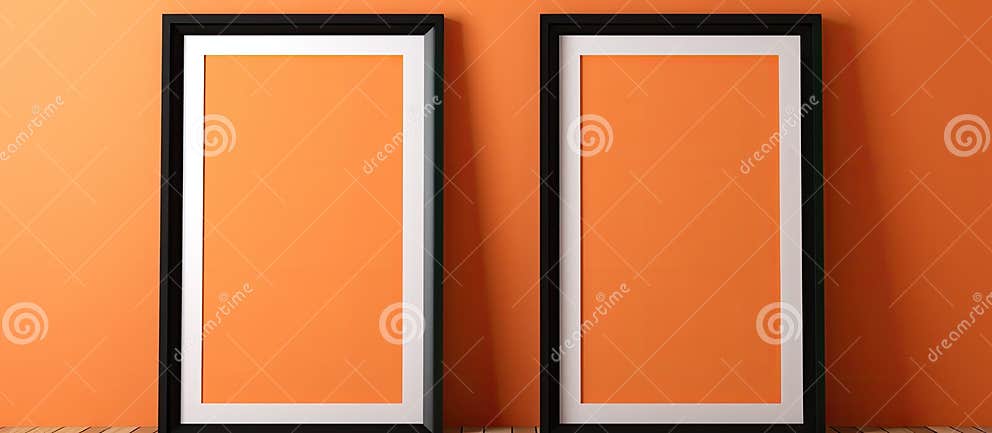Amber Rectangular Frames on Peach Wall, Displaying Symmetry and Pattern Stock Illustration ...