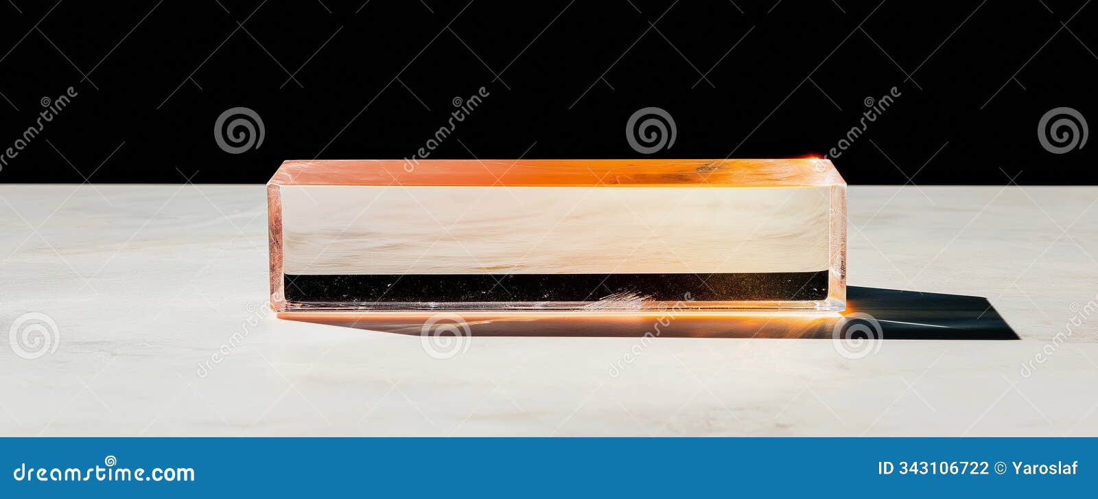 Rectangular Amber Glass Block with Intricate Internal Texture Casting ...