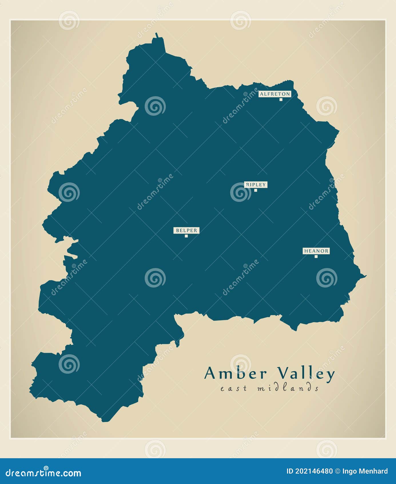 Amber Valley District Map - England UK Vector Illustration ...