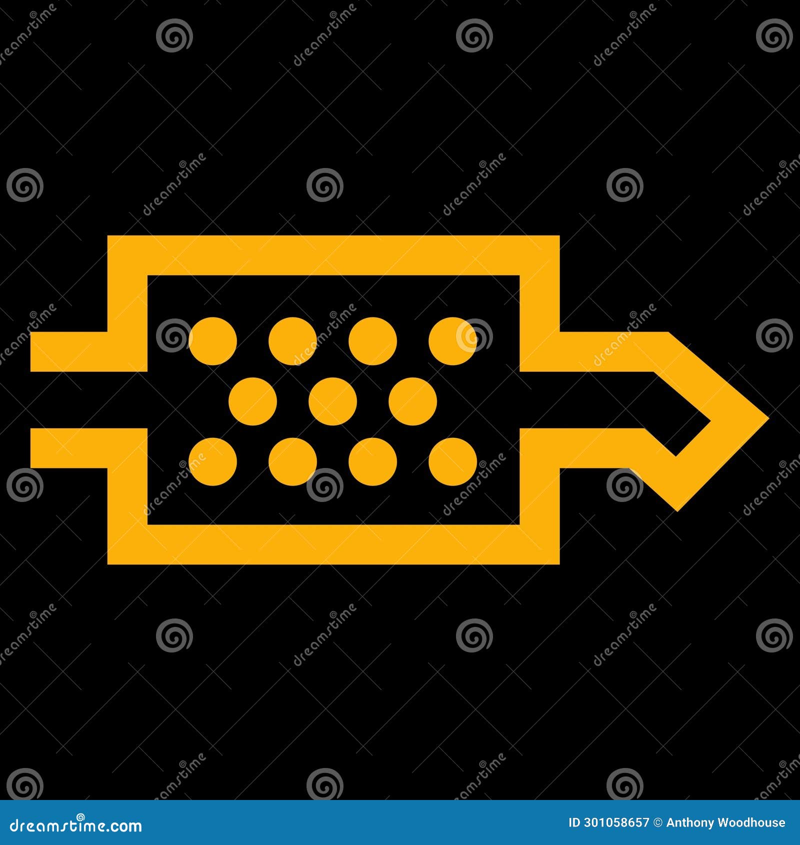 Amber Vector Graphic on a Black Background of a Dashboard Warning Light ...