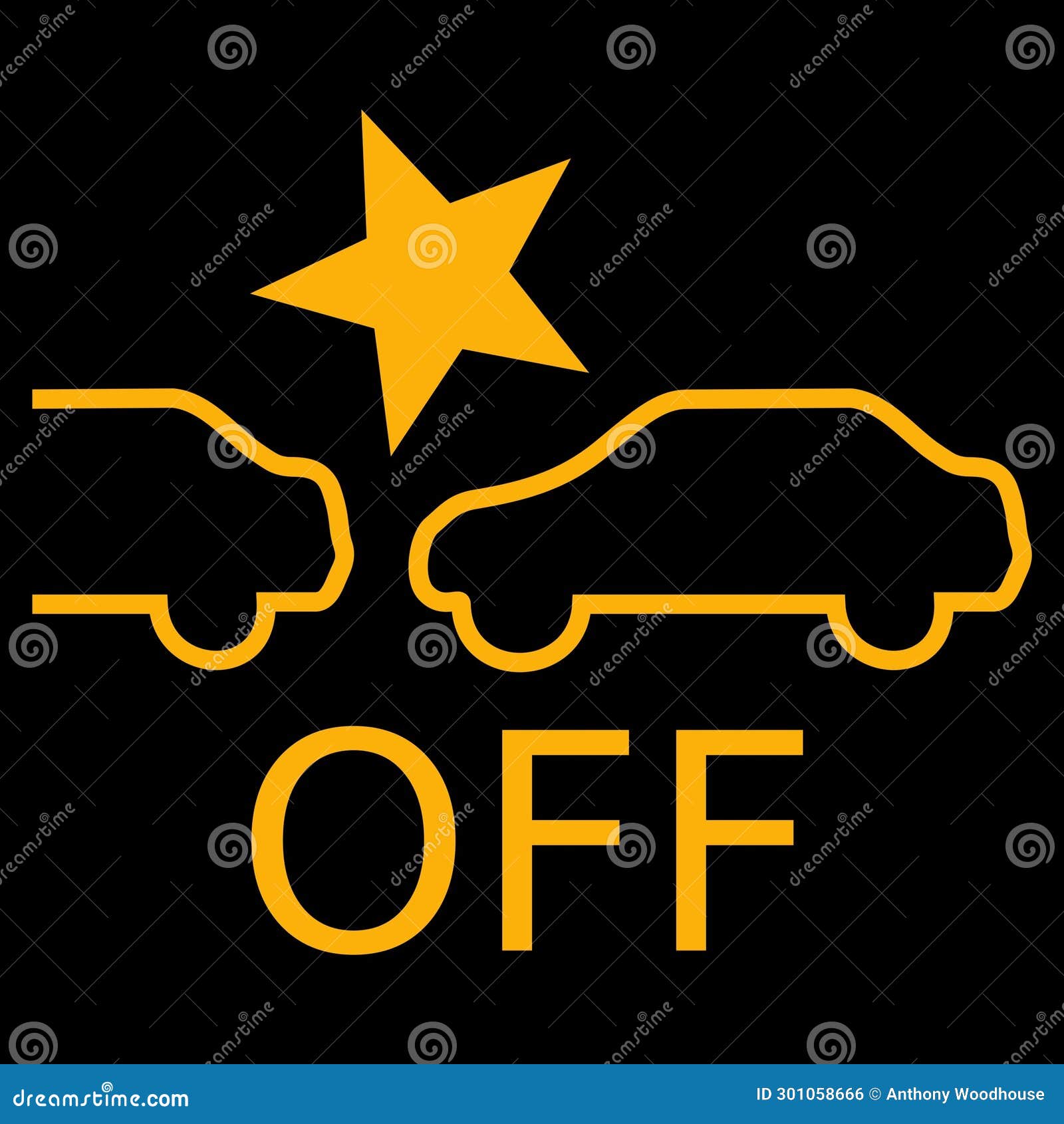 Amber Vector Graphic on a Black Background of a Dashboard Warning Light ...