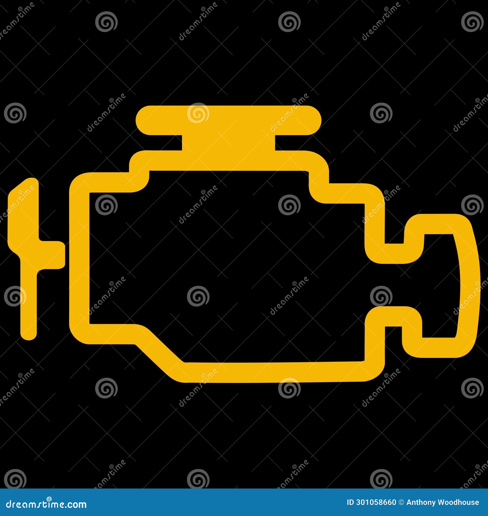 Amber Vector Graphic on a Black Background of a Dashboard Warning Light ...