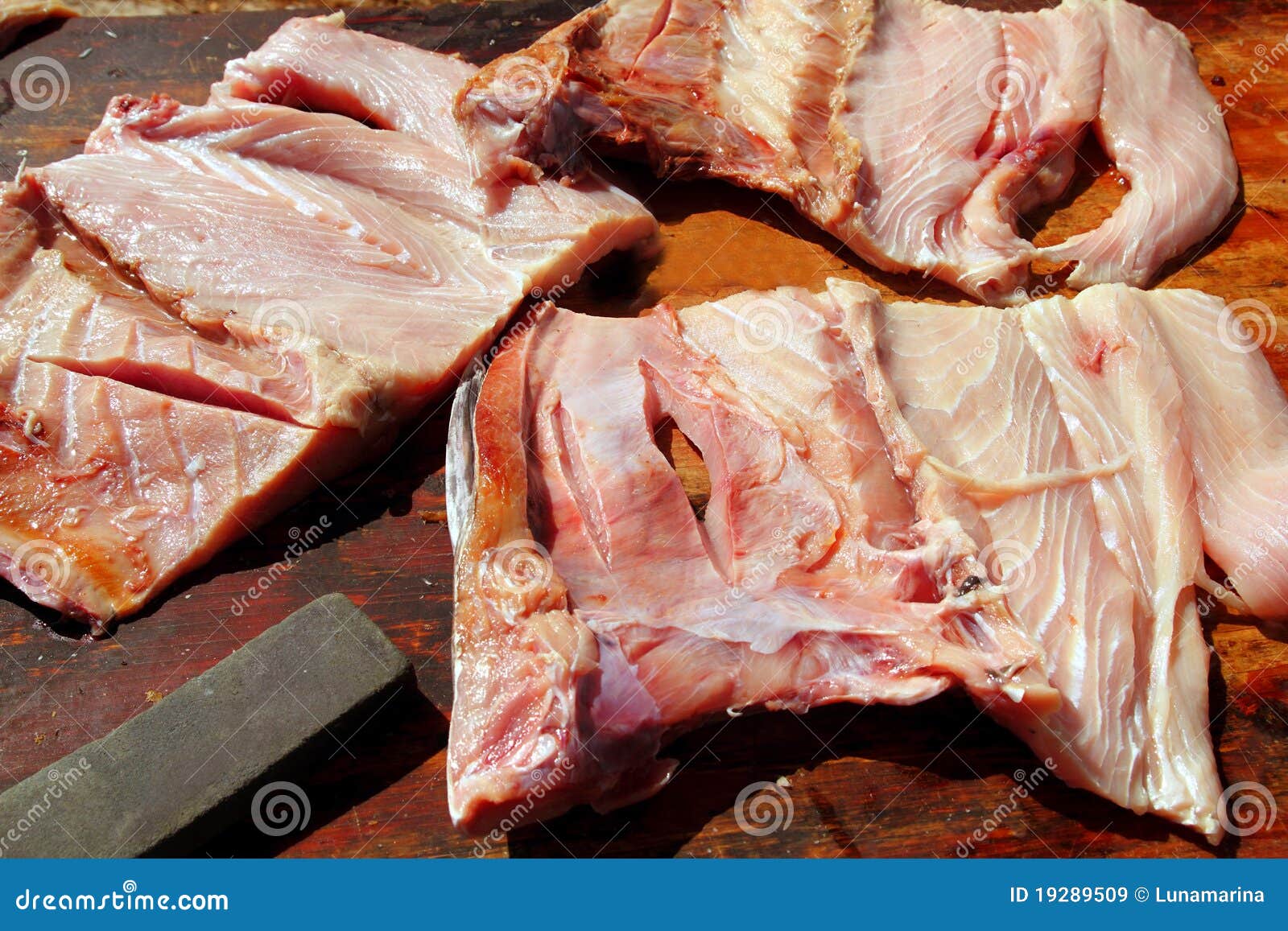 Amberjack Fish Fillet on Wood Table Stock Image - Image of animal ...
