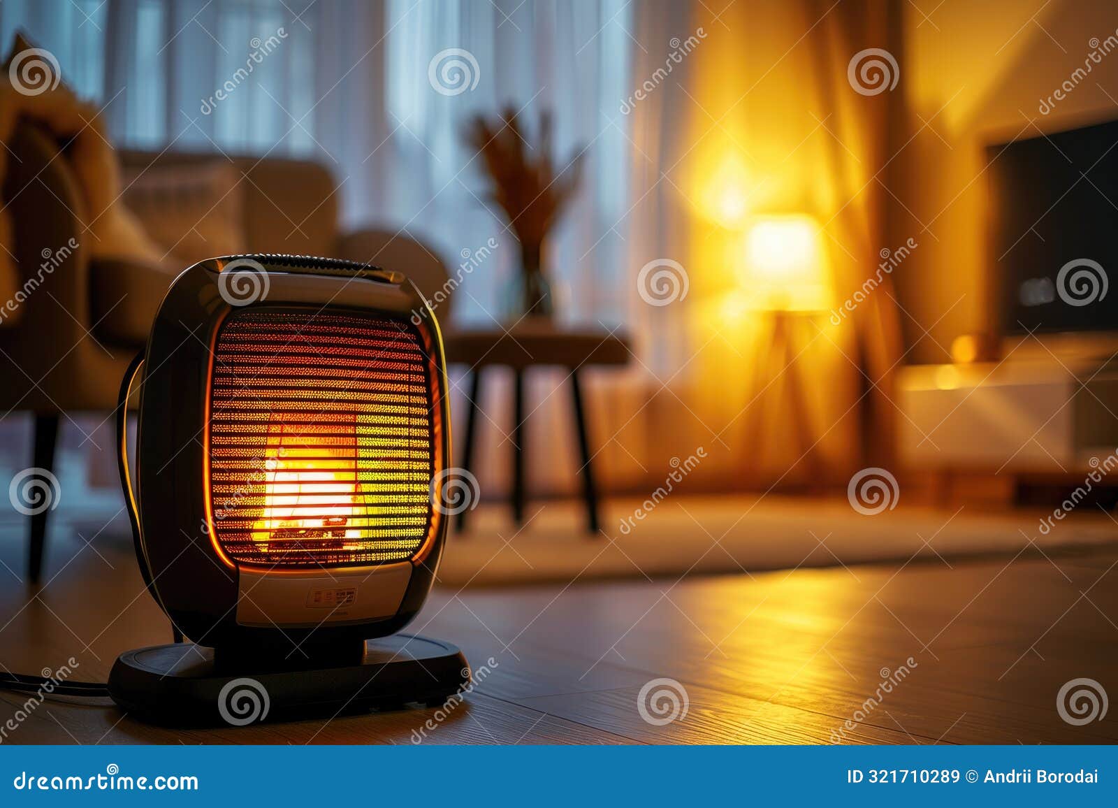 Ambient Comfort: Chic Home Heater Infuses Space with Warmth. Stock ...