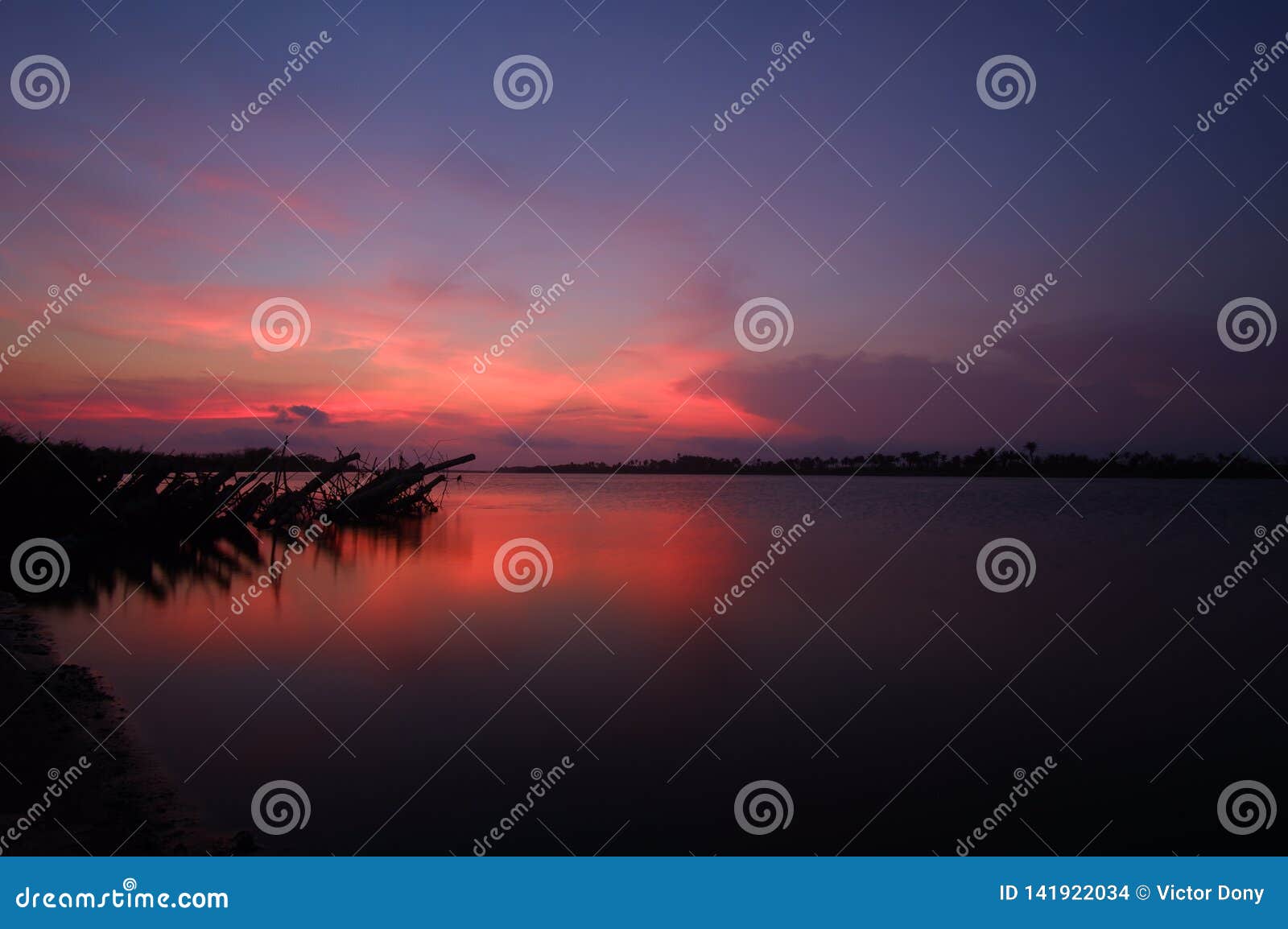 Ambient Sunset Light Reflection on Calm Moody Lake Stock Photo - Image ...