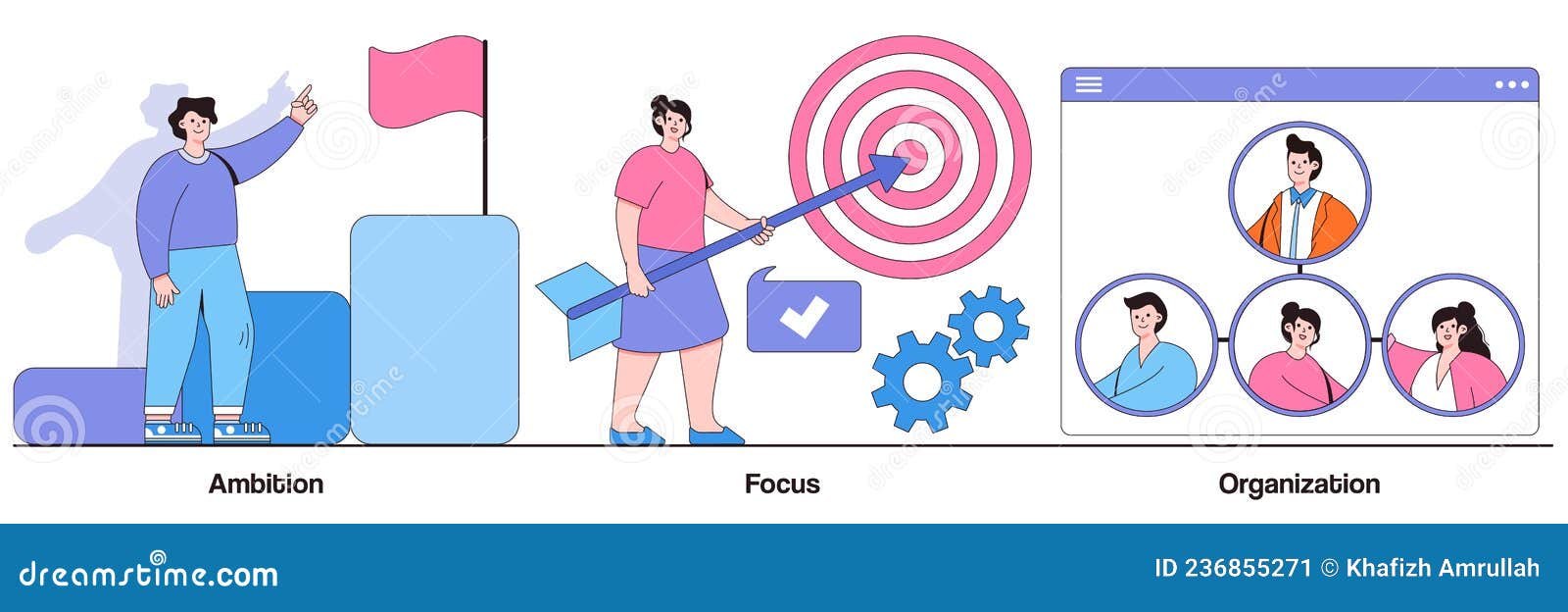 Focus On Improvement Landing Page Template. Tiny Businessman Character ...