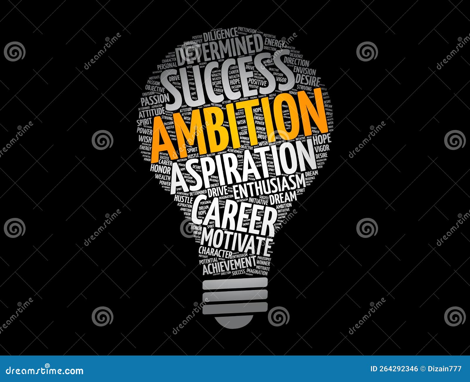 Ambition Light Bulb Word Cloud Collage, Concept Background Stock ...