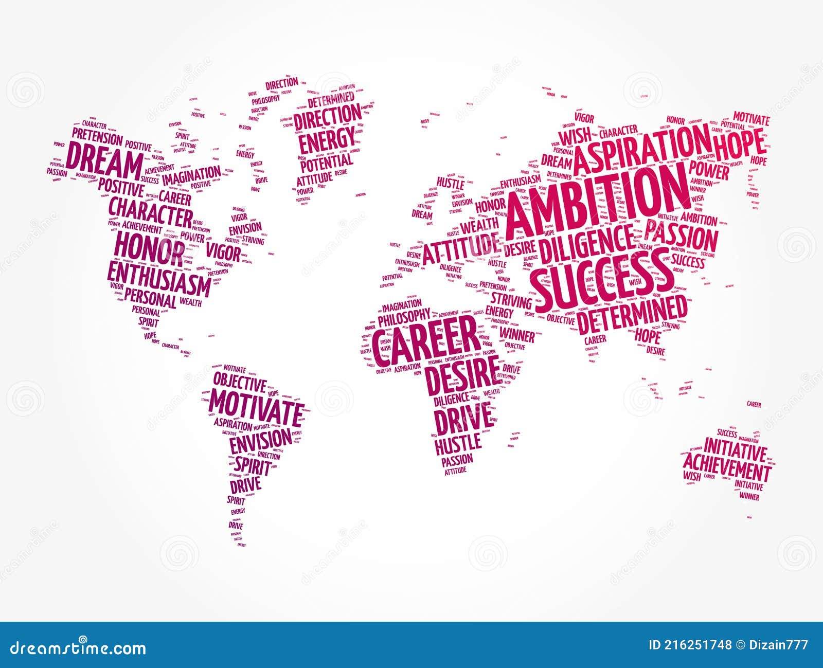 Ambition Word Cloud in Shape of World Map, Concept Background Stock ...