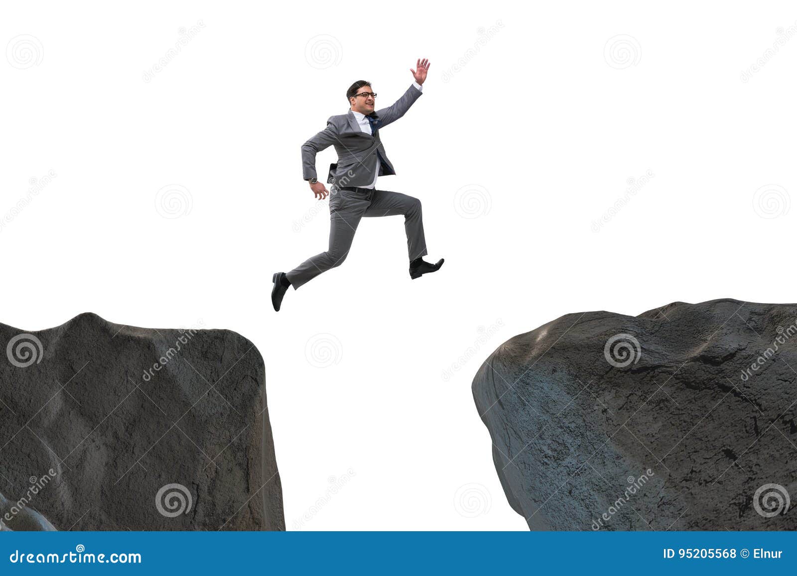 The Ambitious Businessman Jumping Over the Cliff Stock Photo - Image of ...