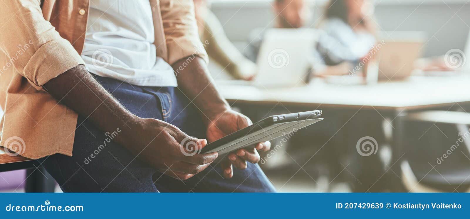 Ambitious Learner Using Tablet in His Studying Process Stock Image ...