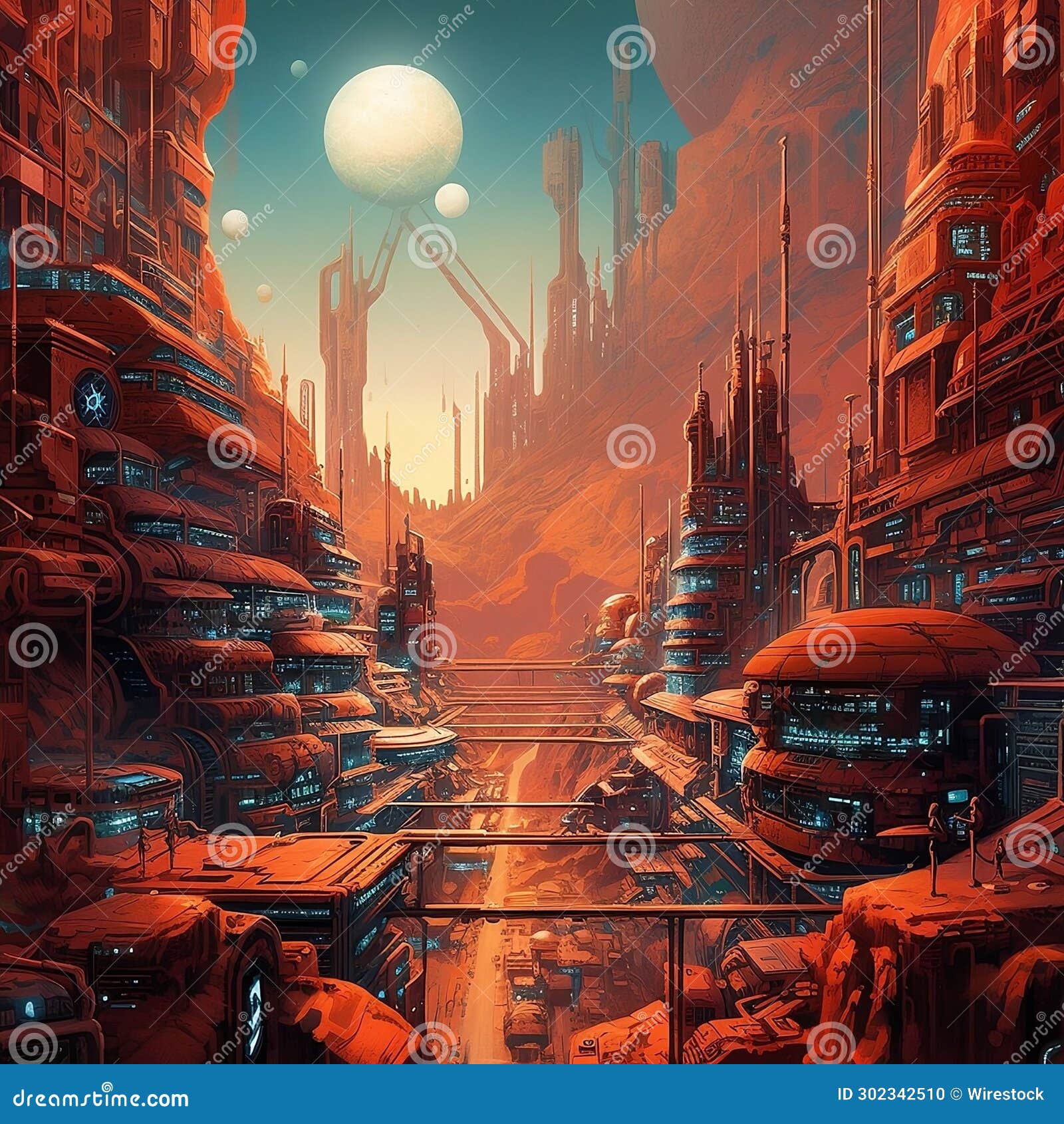 Ambitious Project of Building a City on Mars Stock Illustration ...