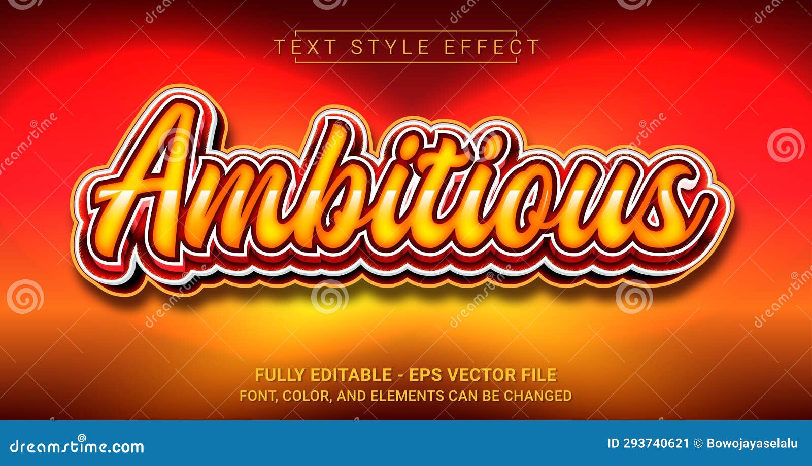 Ambitious Text Style Effect. Editable Graphic Text Template Cartoon ...