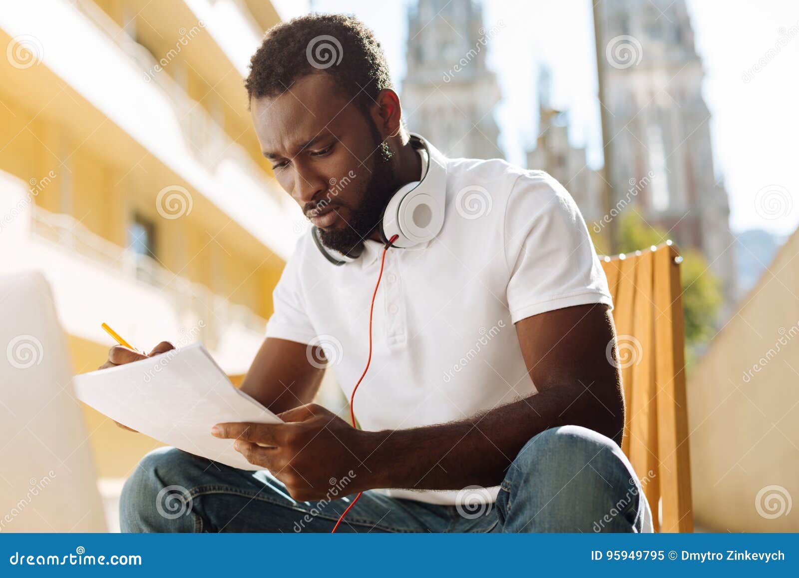 Ambitious Thoughtful Man Busy with His New Project Stock Image - Image ...