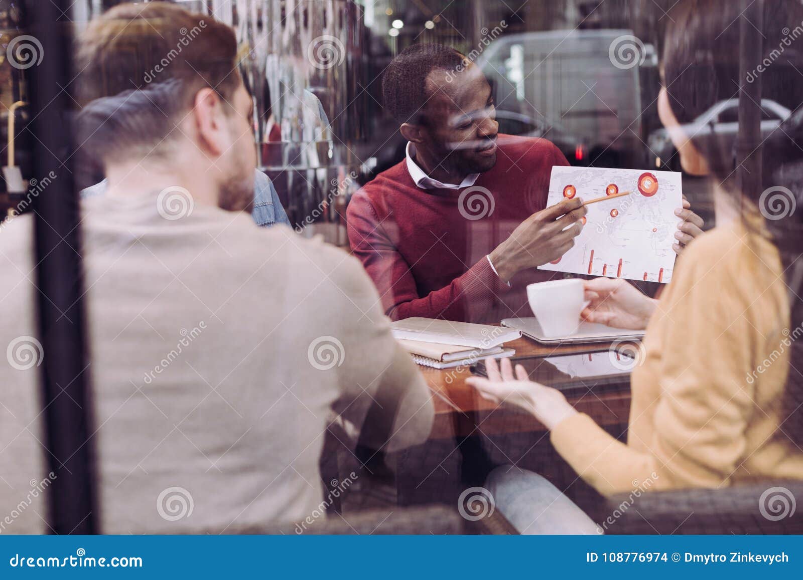Ambitious Three Colleagues Observing Diagram Stock Photo - Image of ...
