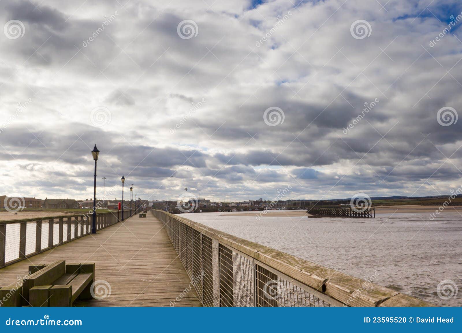 Amble harbour and village stock photo. Image of pier - 23595520