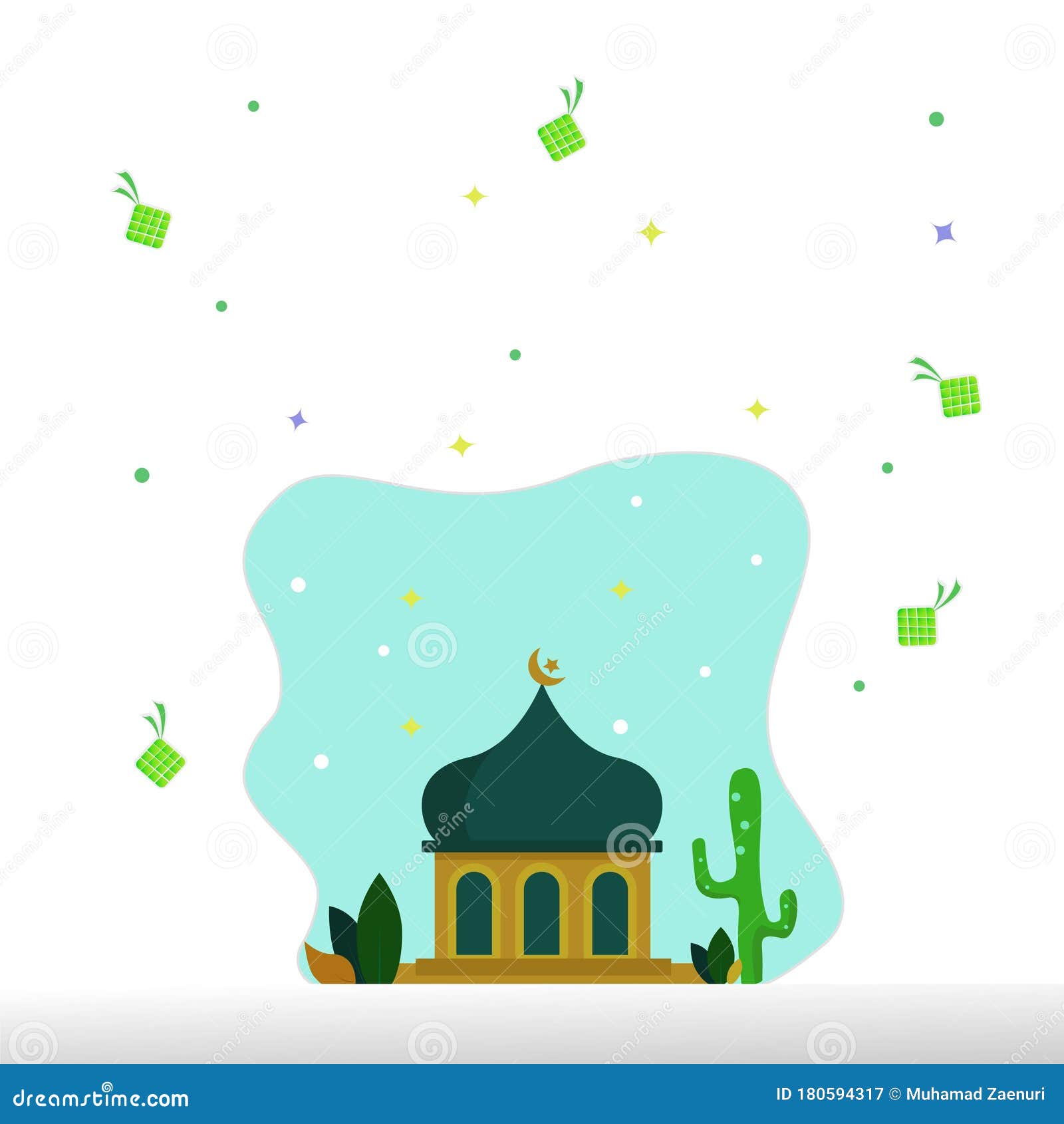 Flat and Simple Elegant Mosque Building. Stock Vector - Illustration of ...