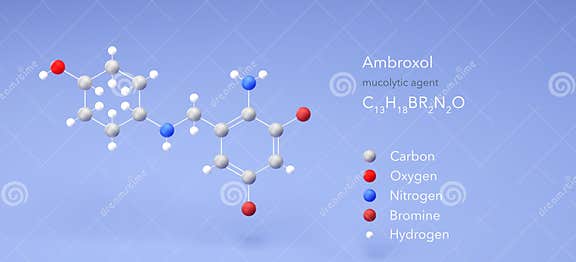 Ambroxol Molecule, Molecular Structures, Mucolytic Agent, 3d Model ...