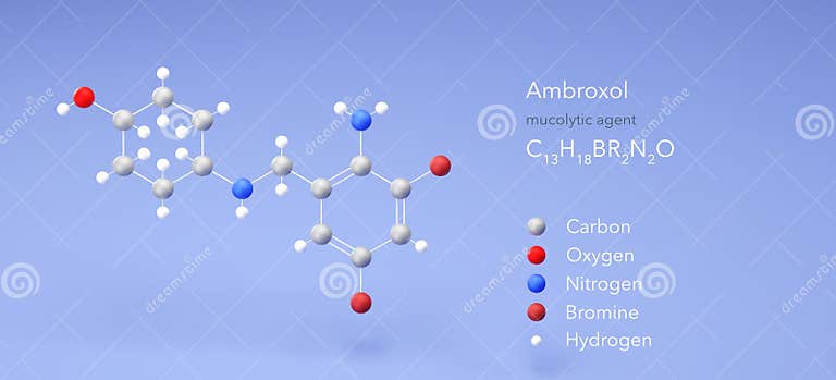 Ambroxol Molecule, Molecular Structures, Mucolytic Agent, 3d Model ...