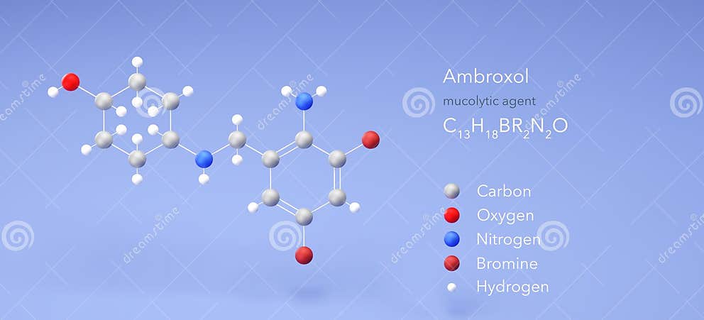 Ambroxol Molecule, Molecular Structures, Mucolytic Agent, 3d Model ...
