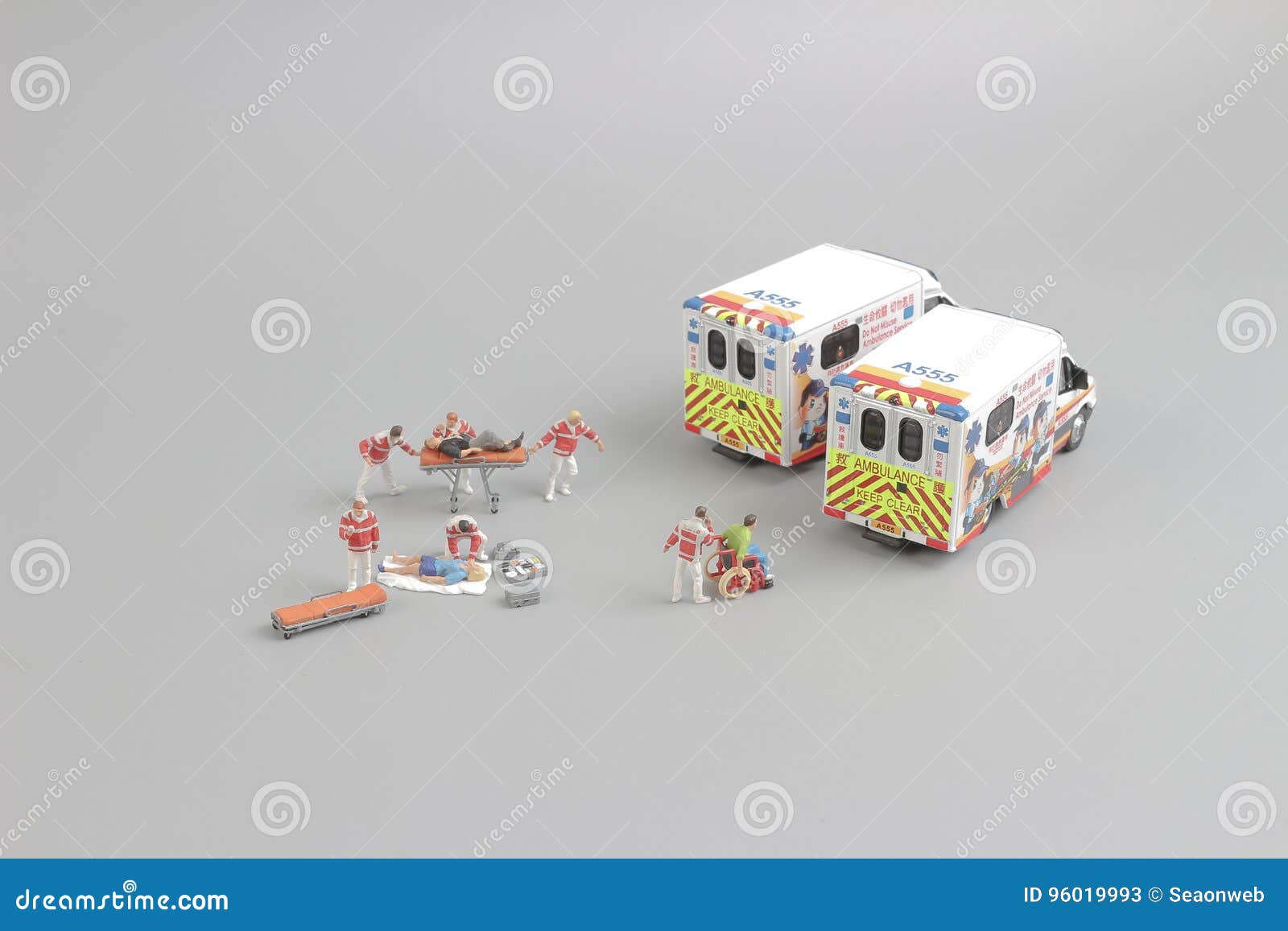 The Ambulance As Toy Car and Paramedics Stock Image - Image of light ...