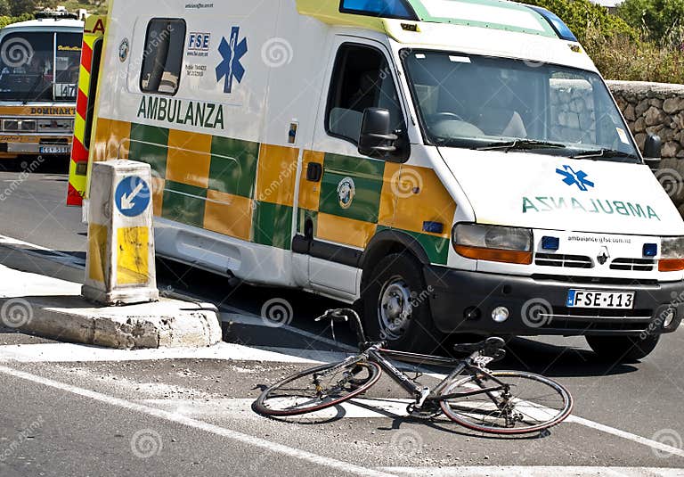 Ambulance and Bicycle editorial stock photo. Image of accident - 8997413