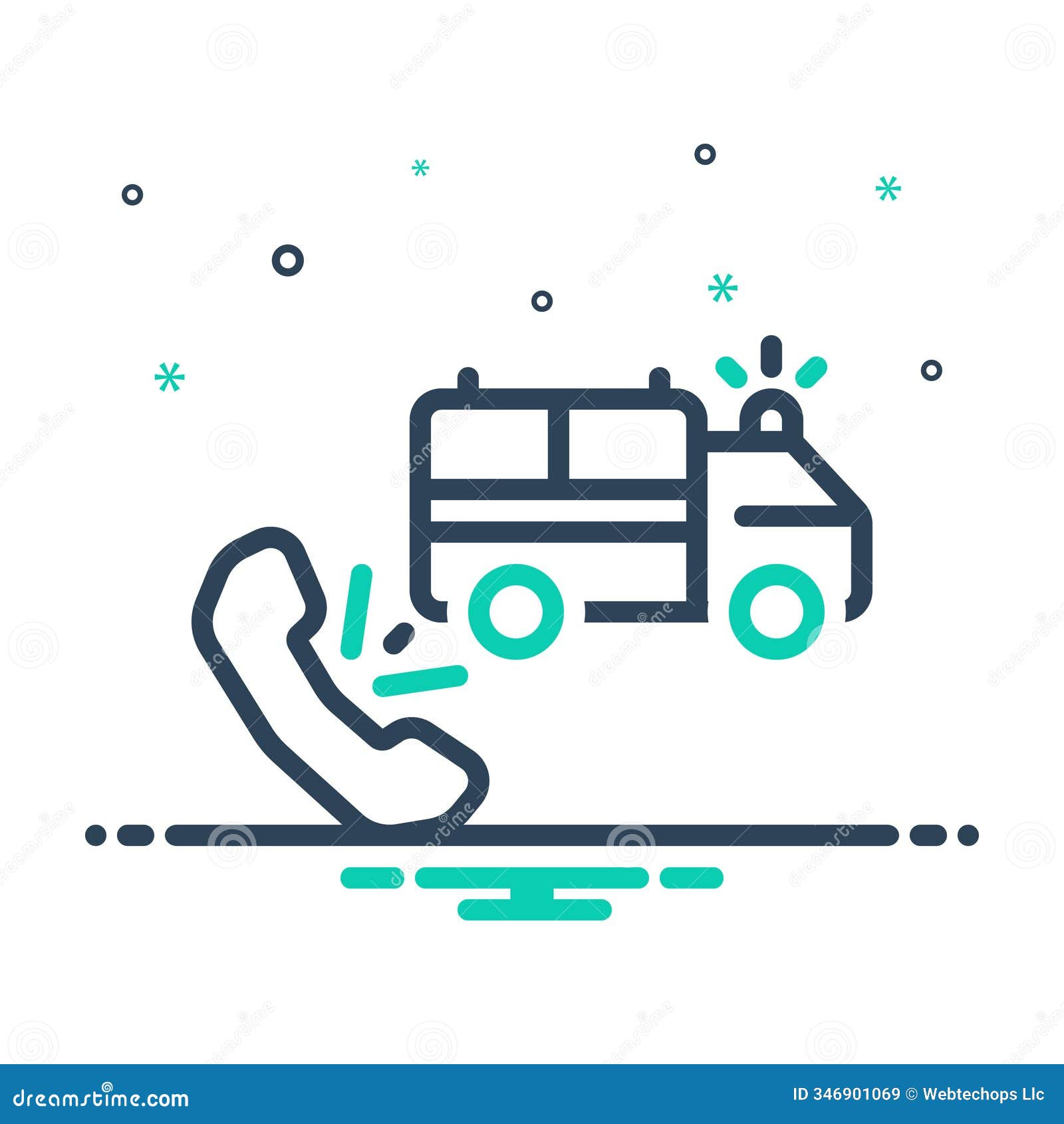 Mix Icon for Ambulance Call, Ambulance Andvehicle Stock Illustration ...