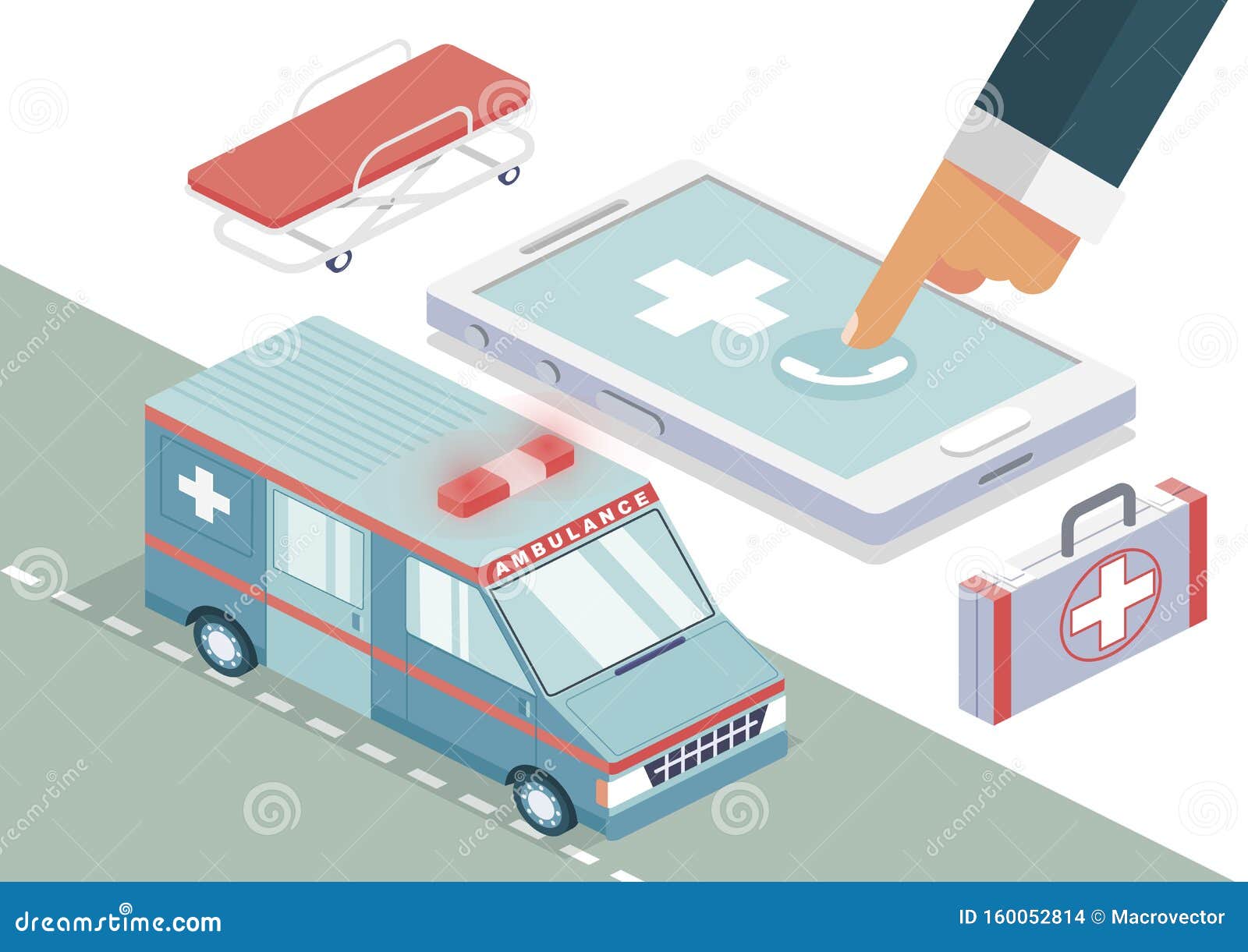 Ambulance Call Isometric Background Stock Vector - Illustration of ...
