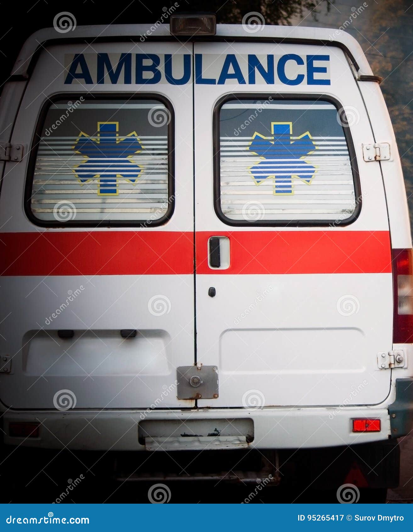 Ambulance car back view stock image. Image of security - 95265417