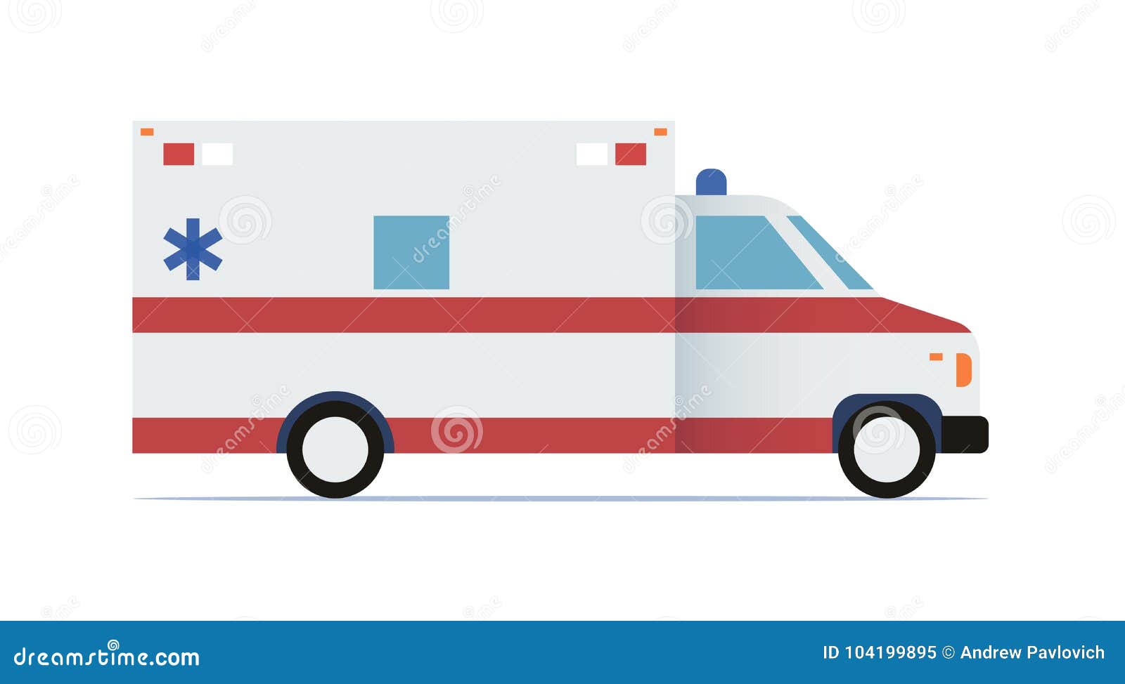 Ambulance Car Flat Design Icon. Vector Illustration. Stock Vector ...