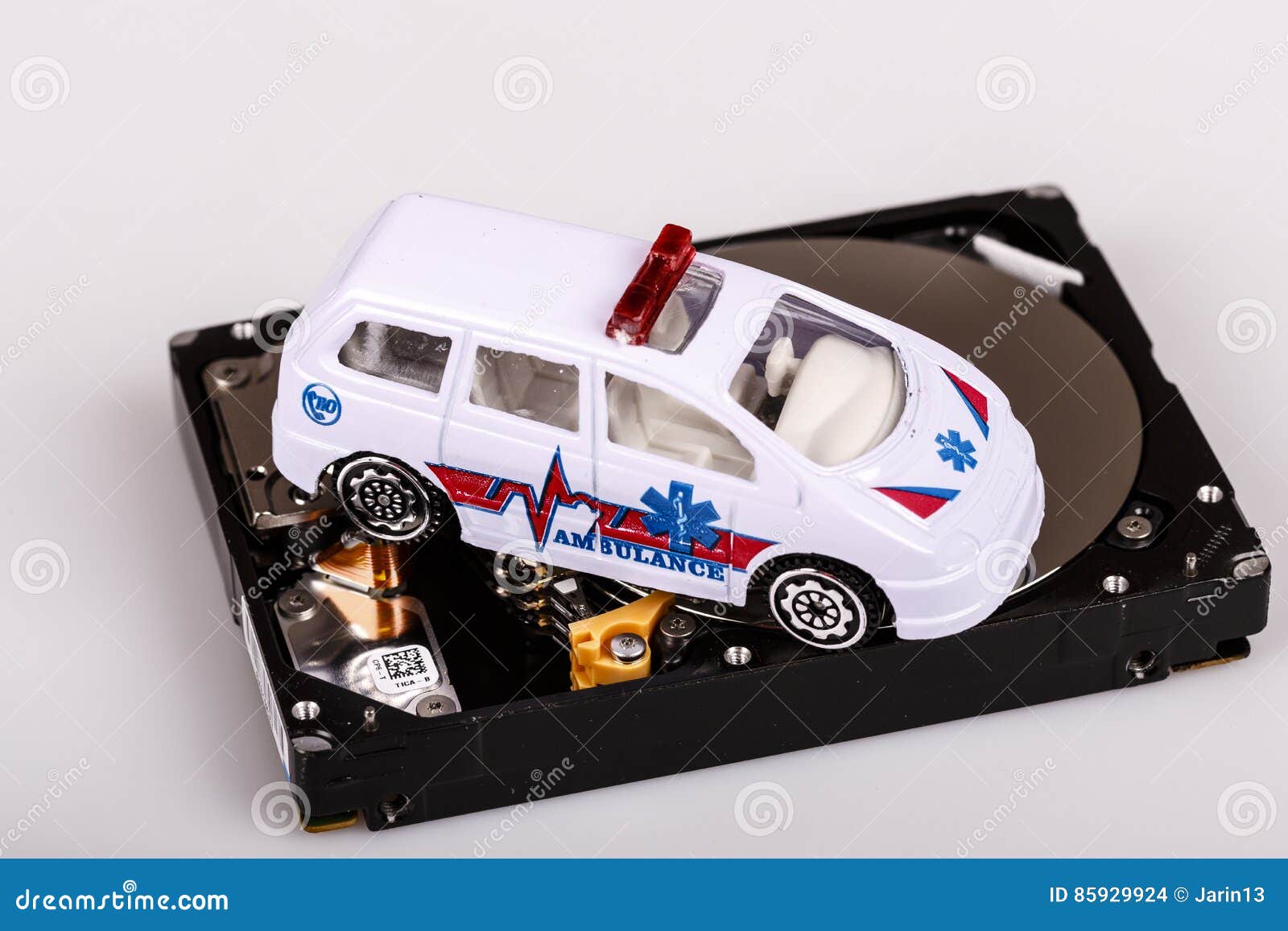 Ambulance Car on Harddrive or Hdd - Data Rescue Concept Stock Photo ...