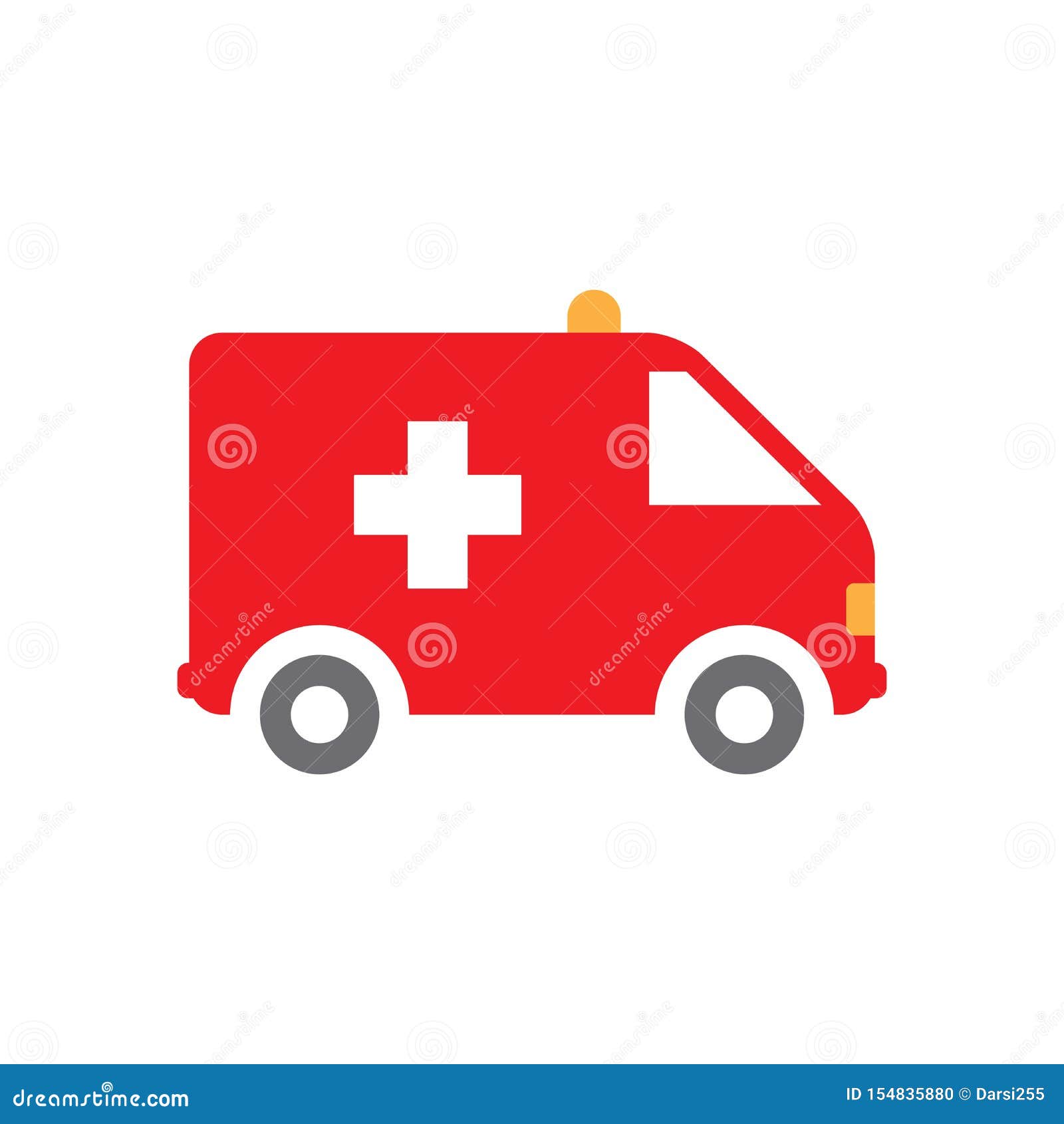 Ambulance Car Icon, Red Isolated on White Background, Vector ...