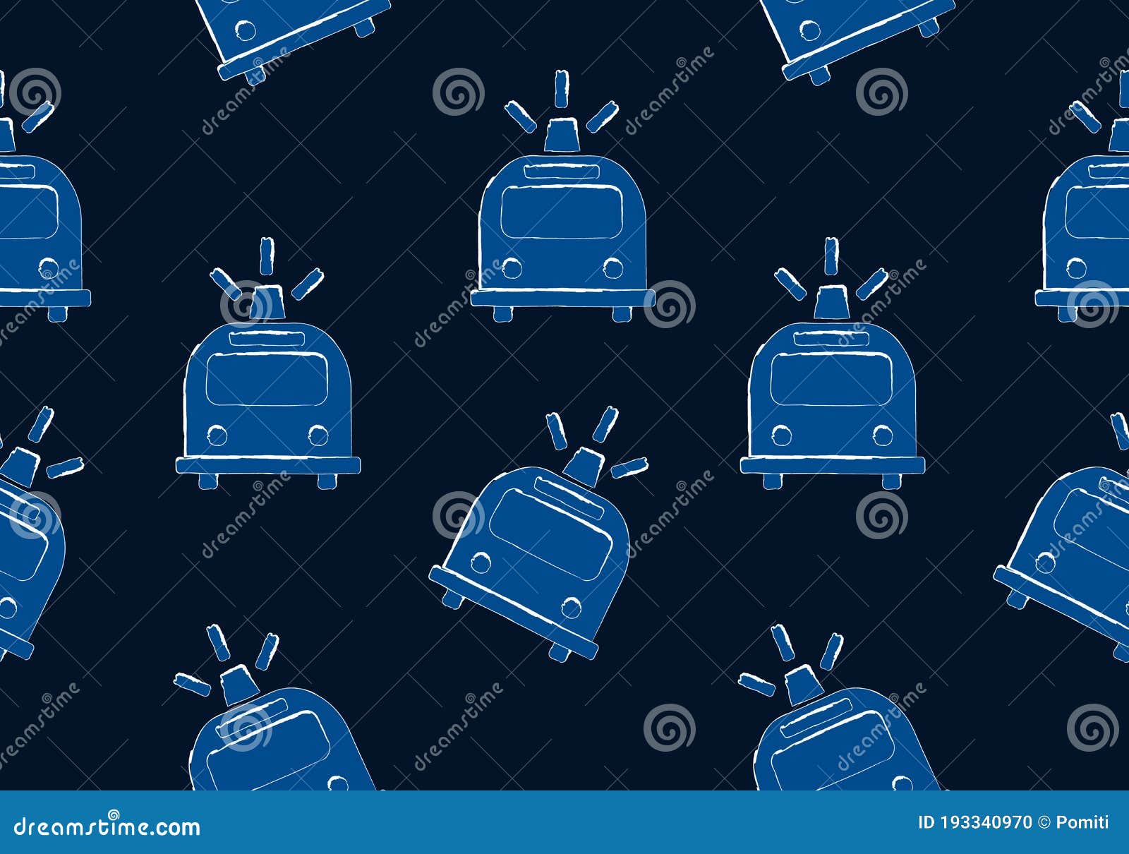 Ambulance Car Seamless Pattern Background, Blue Tone Image Stock Vector ...