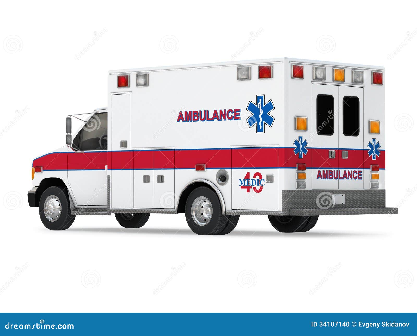 Ambulance Car On White Background. Back Perspective View Stock Photo ...