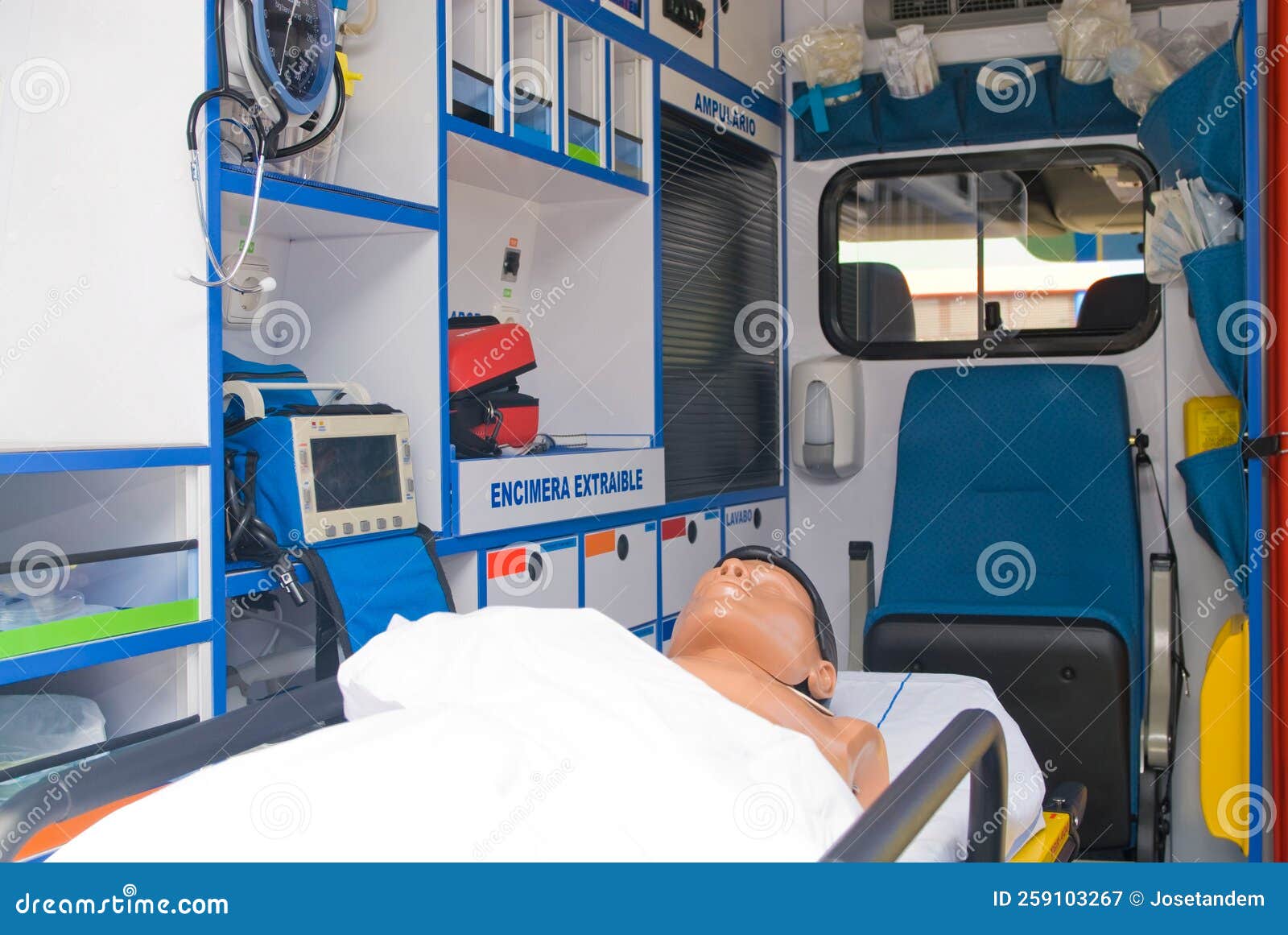 Ambulance Perfectly Equipped with Emergency Equipment and Dummy for ...