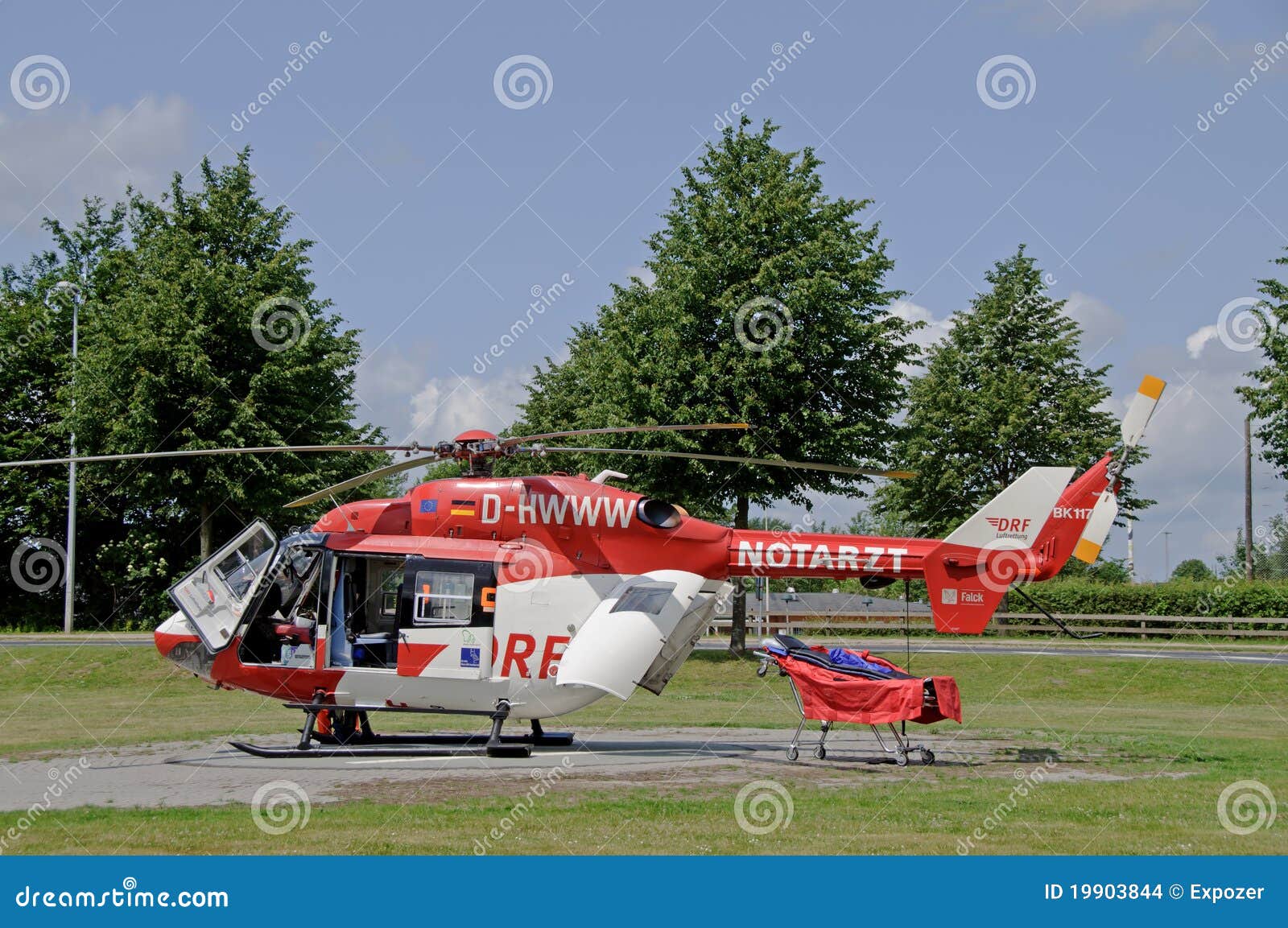 Air Ambulance Helicopter Yellow Medical Emergency Chopper Taking Off At ...