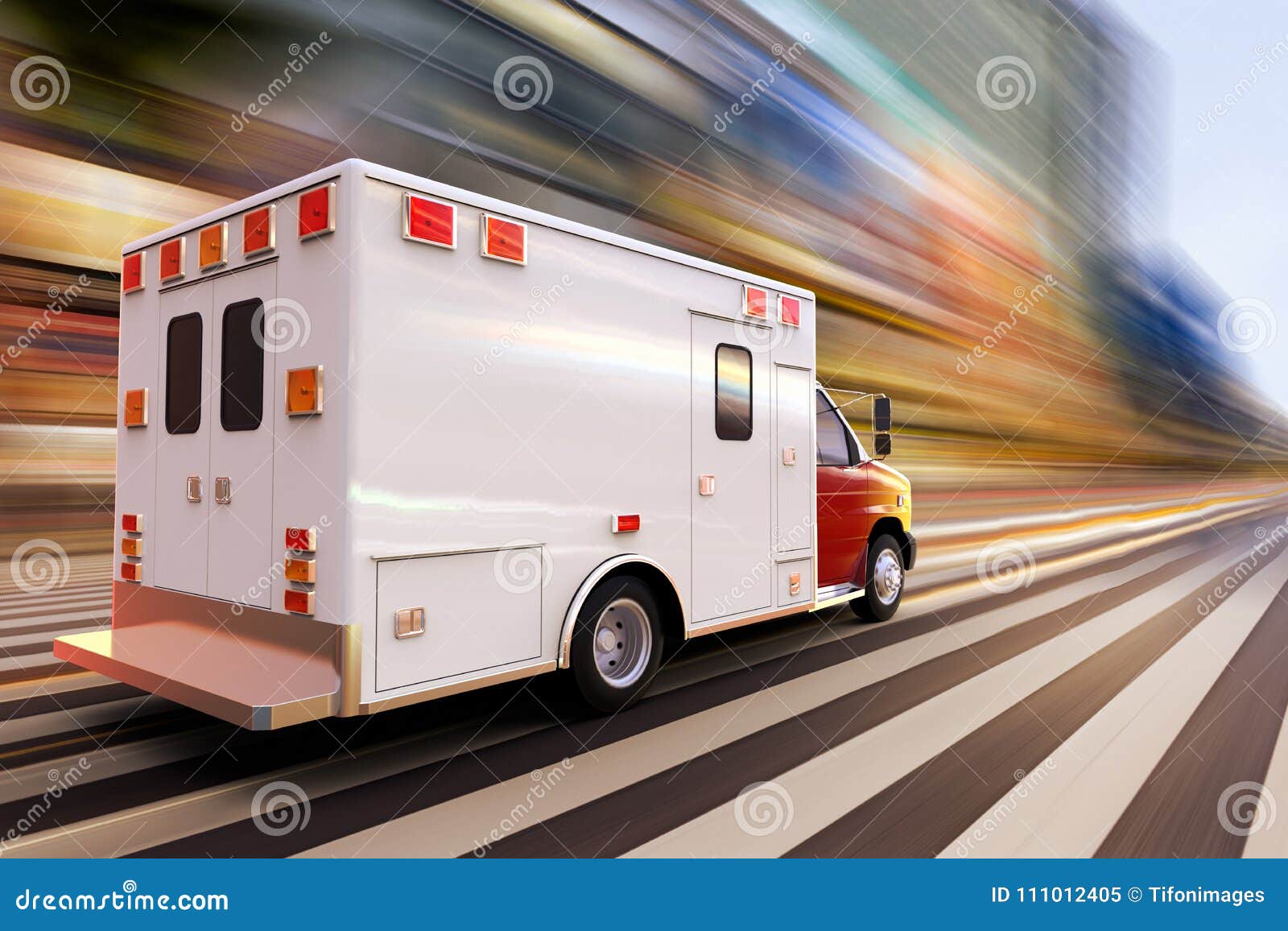 An Ambulance Is Rushing To The Hospital. Vector Illustration Of An ...