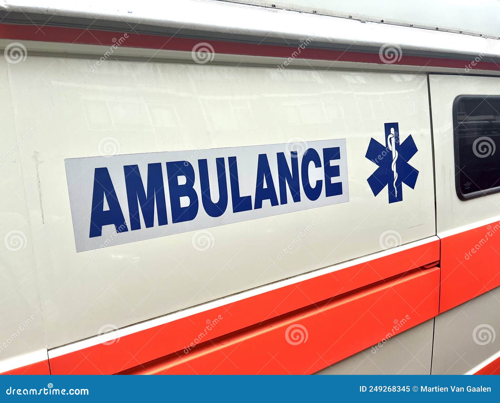 Ambulance Logo on an Oldtimer Ambulance Car. Editorial Image - Image of ...