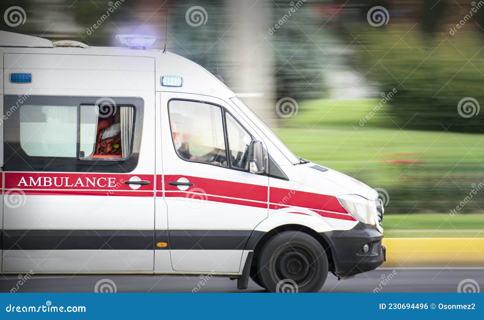 Ambulance in Motion for an Emergency Situation Stock Photo - Image of ...