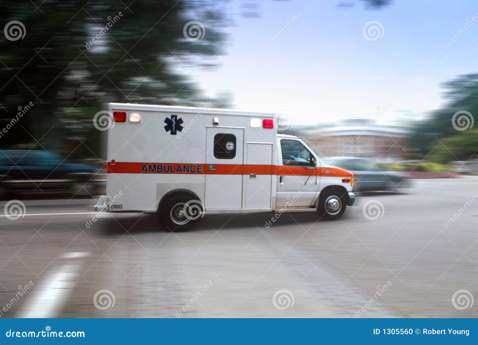 Ambulance on the move stock photo. Image of clinic, disaster - 1305560